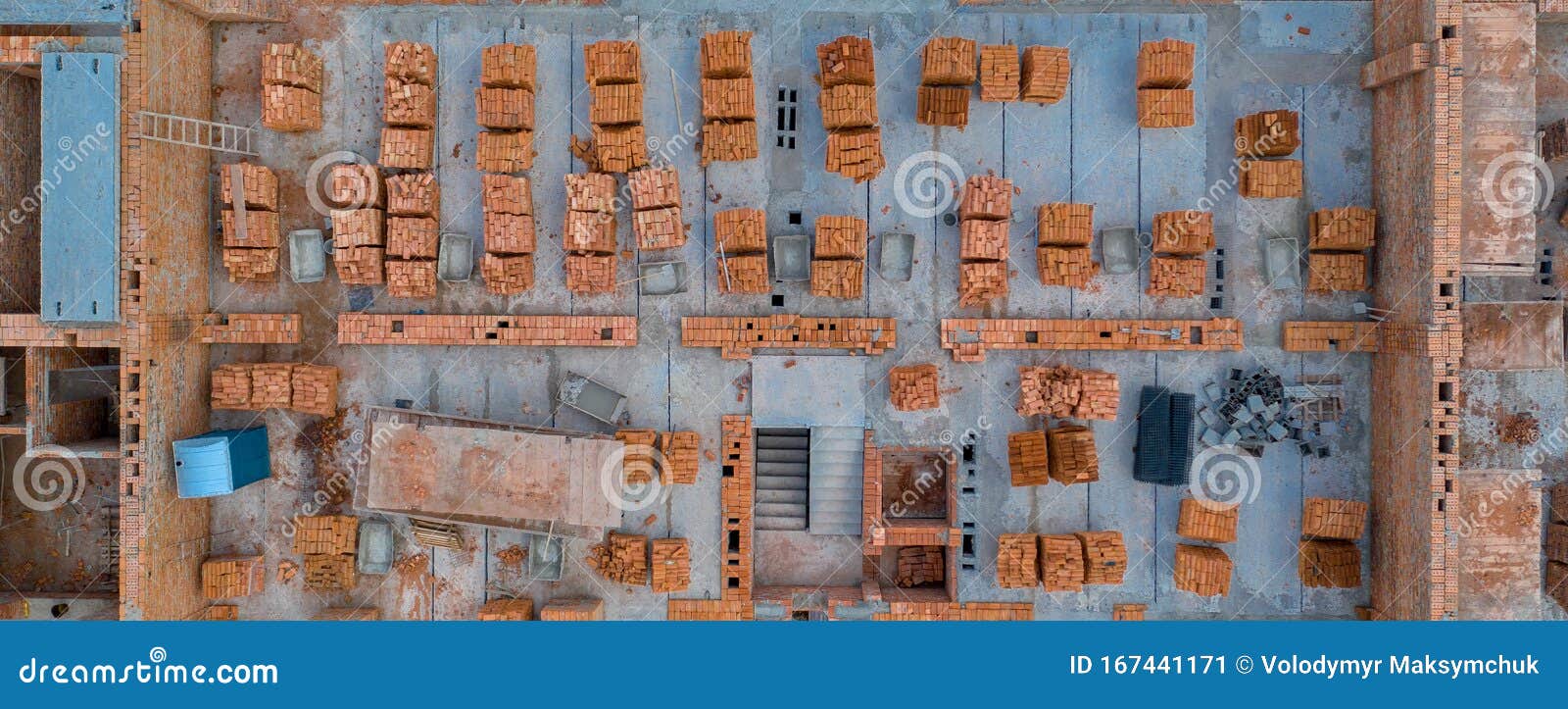 Pallets of Clay Brick Stored for Building Construction. Construction ...