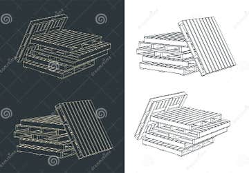Pallets Composition Drawing Stock Vector - Illustration of vector ...