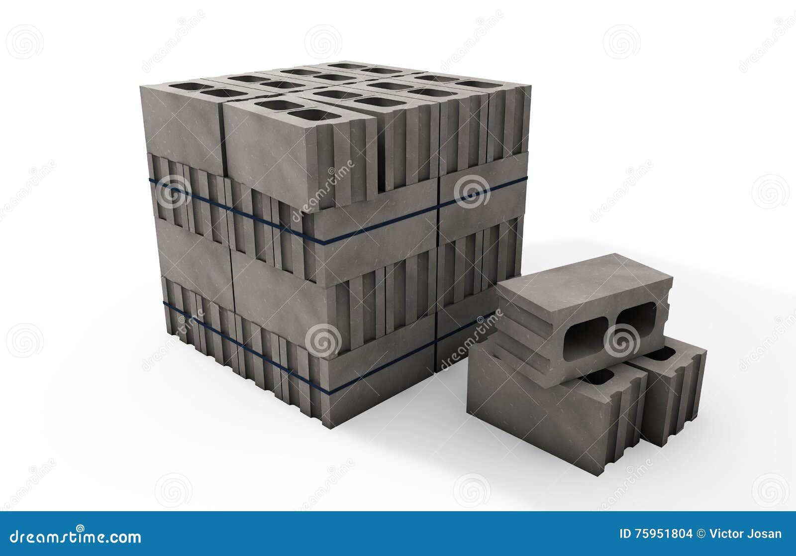 Illustrator Of Pallets Of Concrete Blocks And Plates On A Whi Royalty ...