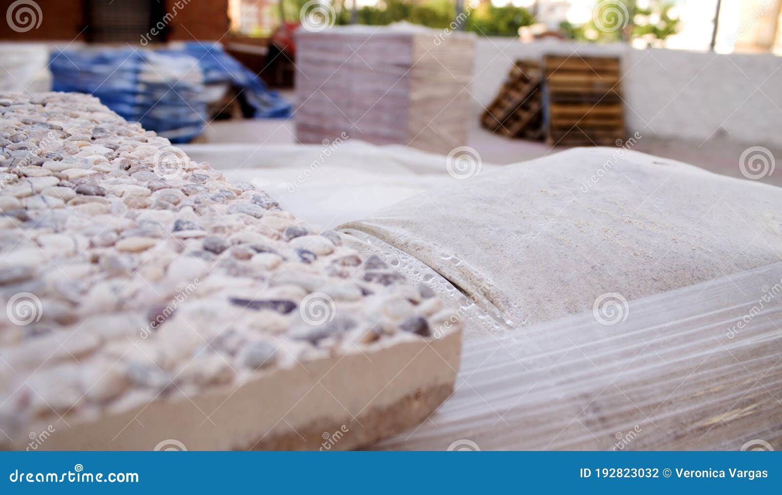 Pallets With Tiles. Repair Of The Sidewalk, Replacement Of Tiles In The ...