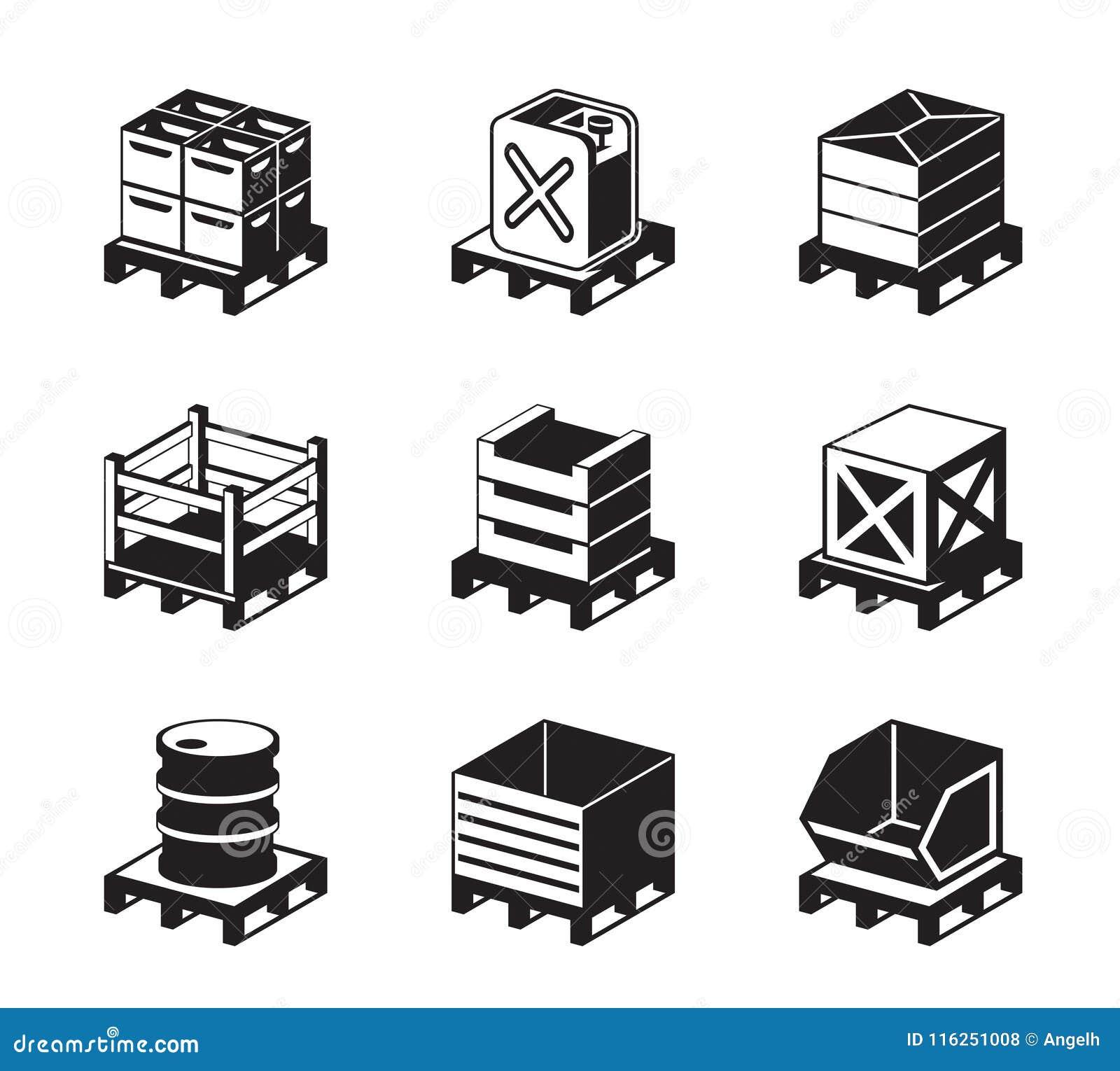 Pallets And Containers For Various Goods Vector Illustration ...