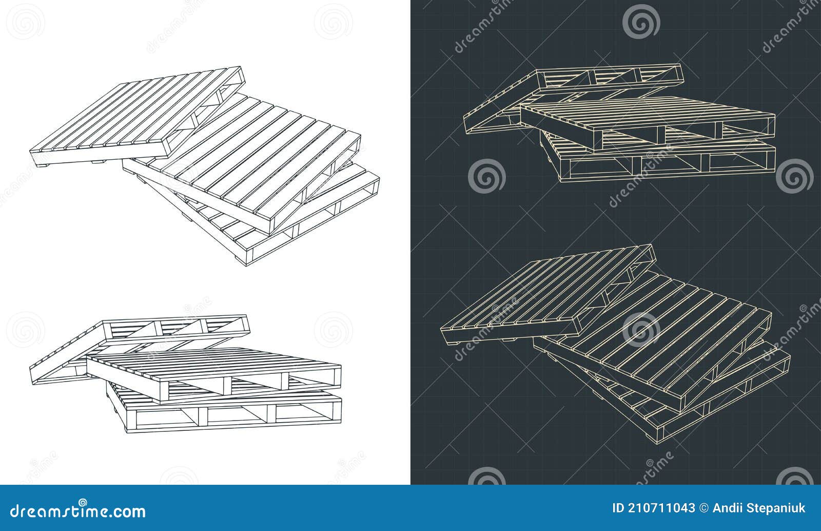 Pallets Drawings stock vector. Illustration of timber - 210711043