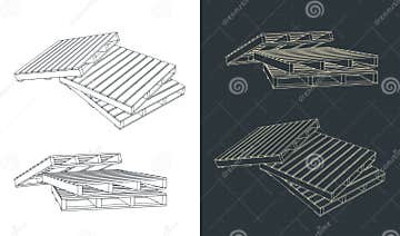 Pallets Drawings stock vector. Illustration of timber - 210711043
