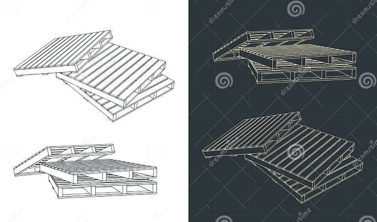 Pallets Drawings stock vector. Illustration of timber - 210711043
