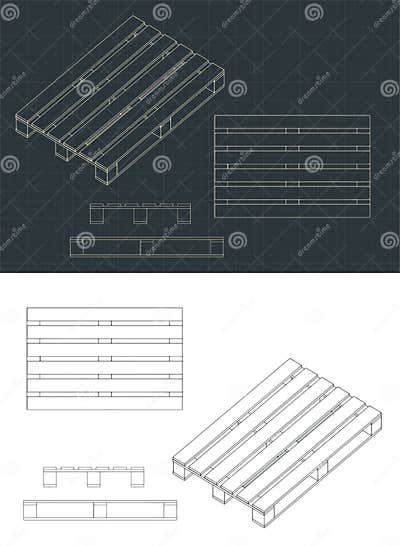 Pallets Blueprints Illustration Stock Vector - Illustration of cargo ...