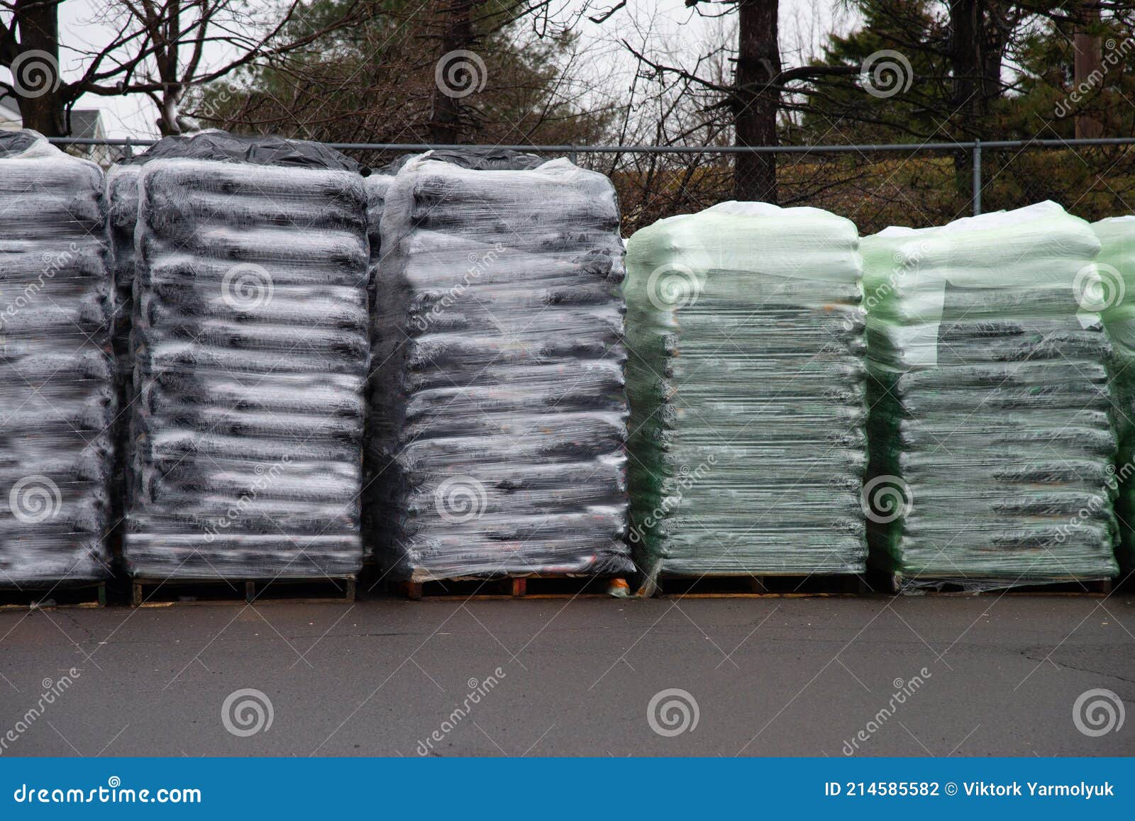 Pallets with Fertilizer for Flower Bag Natural Stock Photo - Image of ...