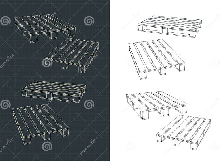 Pallets Blueprints Illustrations Stock Vector - Illustration of carrier ...