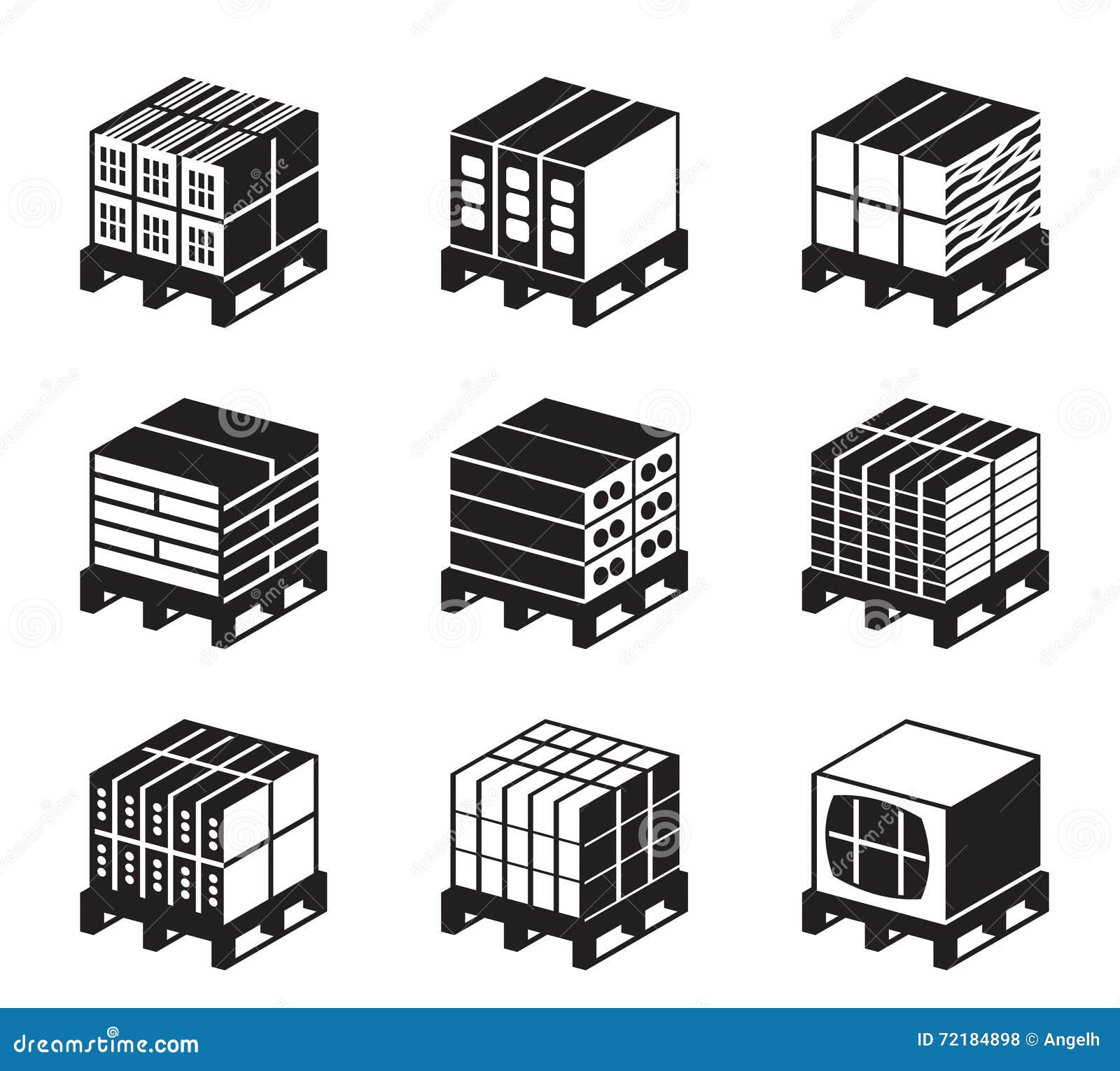 Pallets Met Bakstenen En Concrete Blokken Vector Illustratie ...