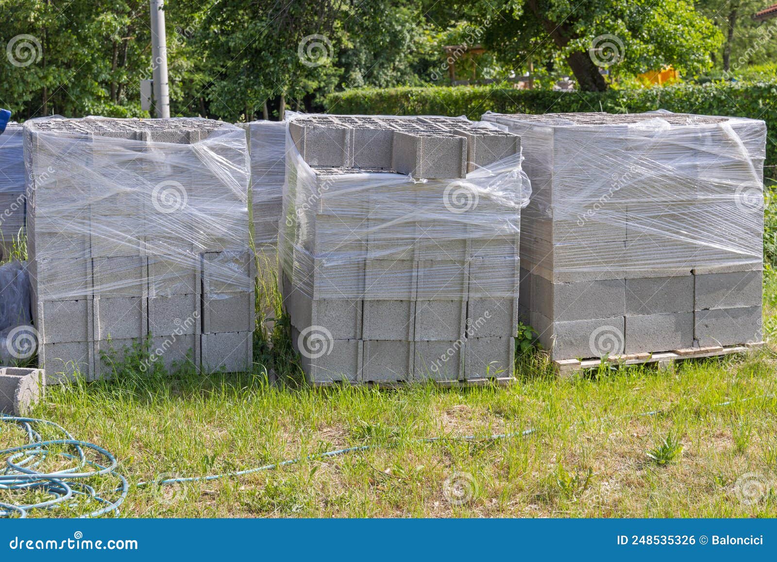 Concrete Blocks Pallets stock photo. Image of industry - 248535326