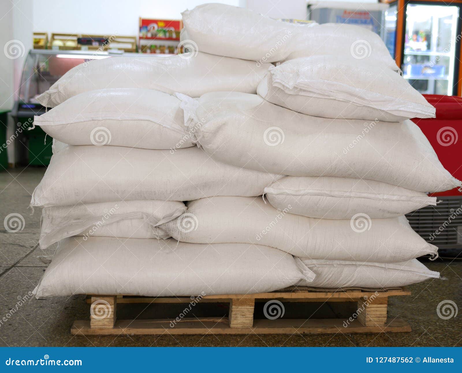 Pallets with Sacks of Flour, the Storage Room of the Farm Stock Photo ...