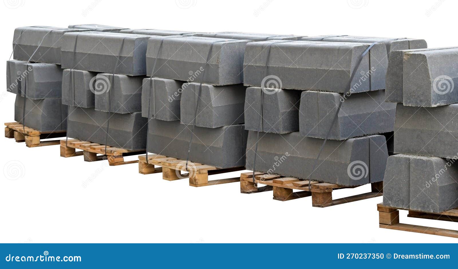 The Pallets with a Stack of Concrete Curbstone on White Stock Photo ...