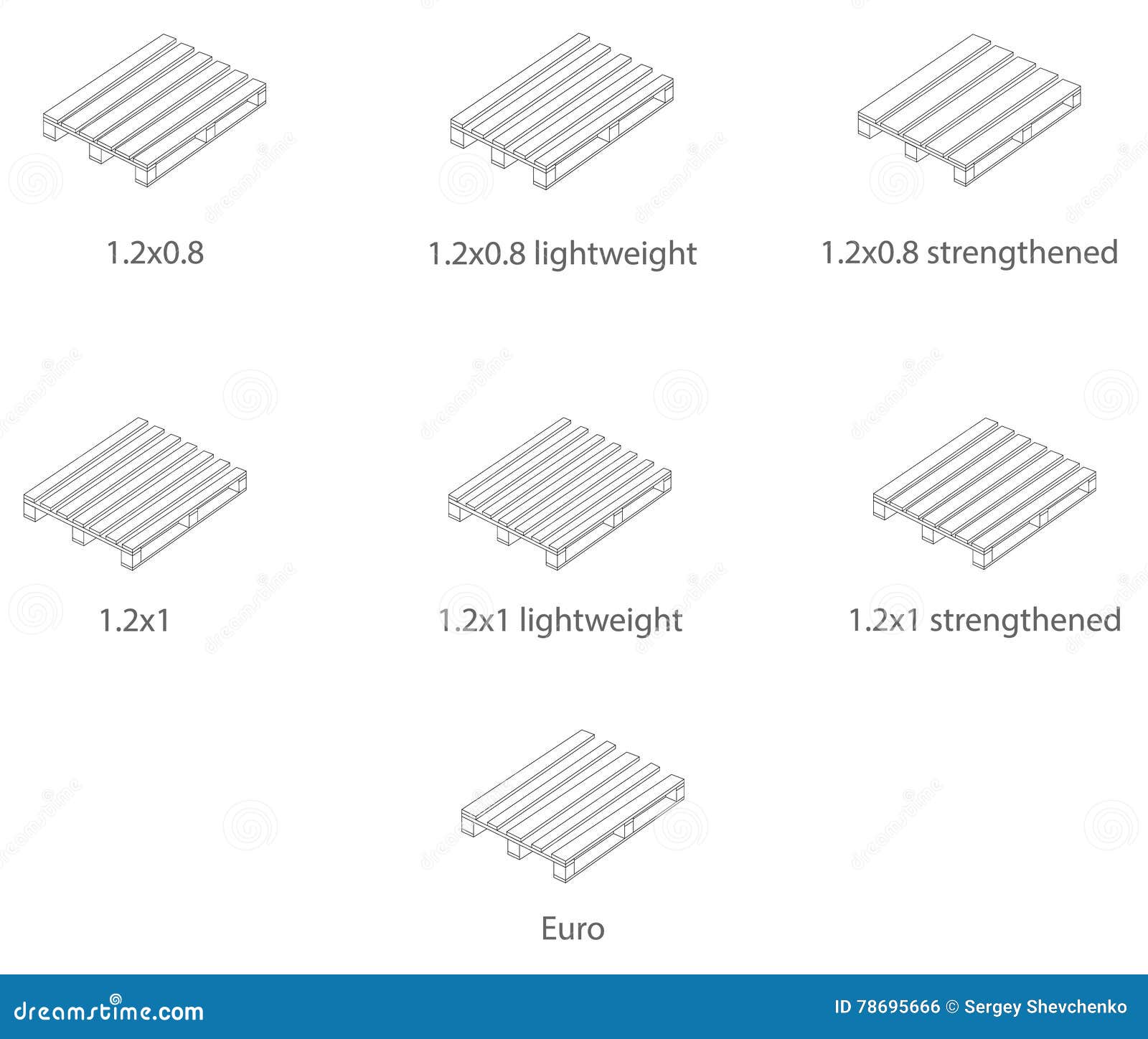 Pallets of Various Sizes in the Linear Design. Stock Vector ...