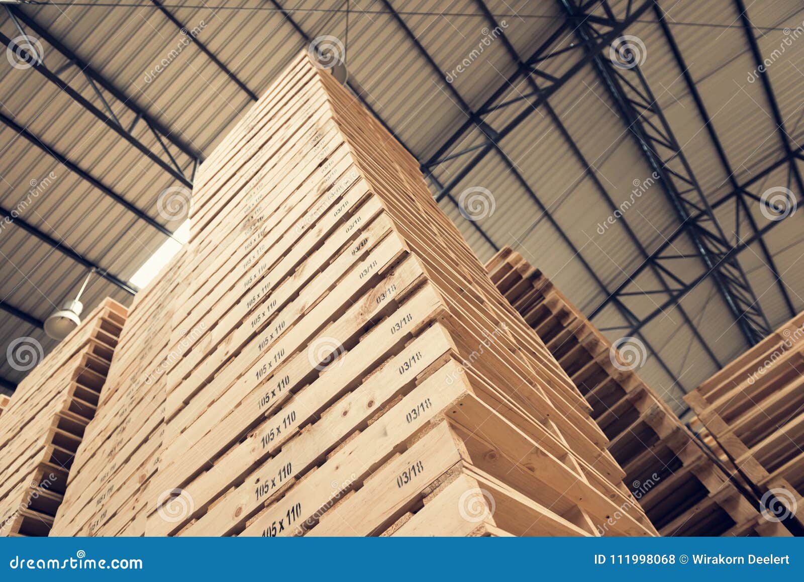 Pallets Wood Sort by is High in the Industry Stock Photo - Image of ...