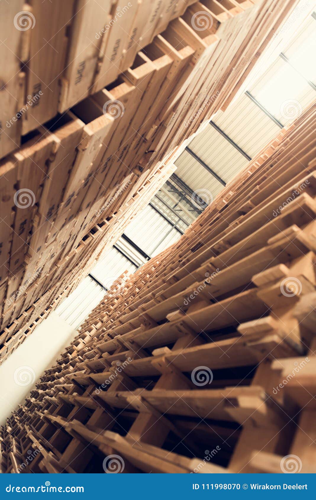 Pallets Wood Sort by is High in the Industry Stock Photo - Image of ...