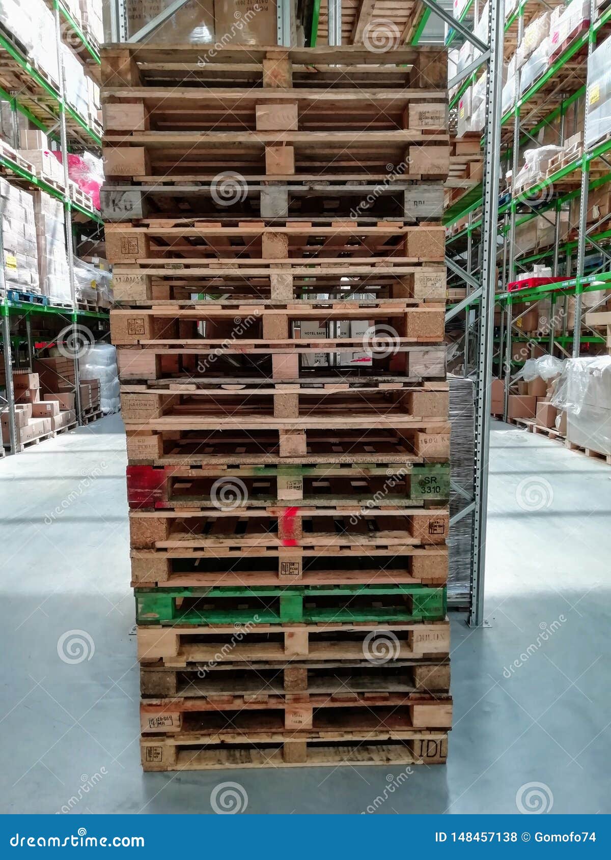 Pallets stock photo. Image of wood, pallets, stack, warehouse - 148457138