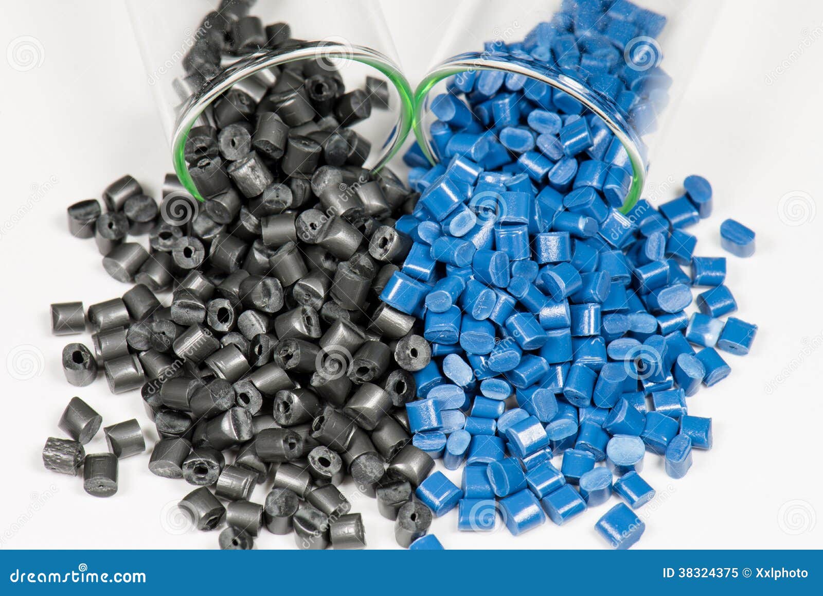 Palline Blu E Nere Del Polimero in Provette Immagine Stock - Immagine ...