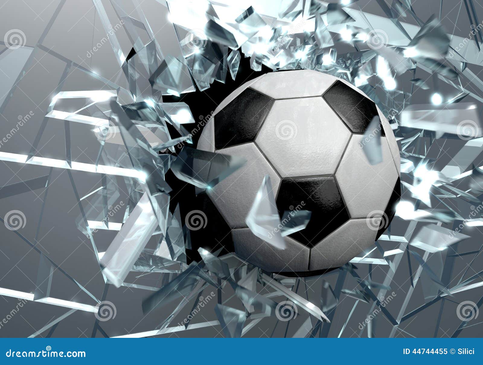 Pallone Da Calcio Rotto Di Vetro 3D Illustrazione di Stock ...