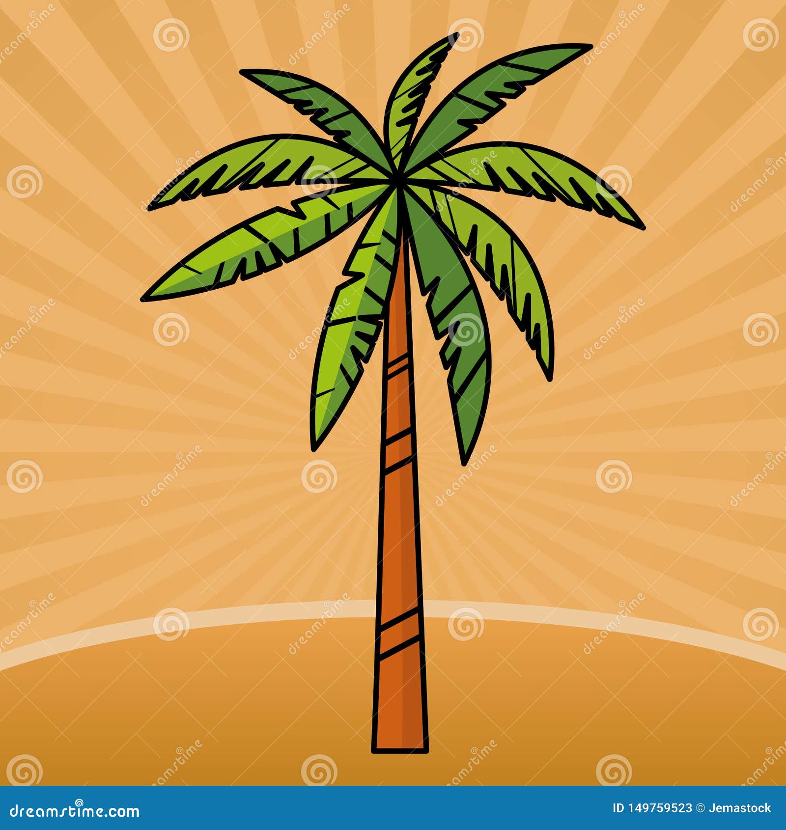 Palm Beach Tree Nature Cartoon Stock Vector - Illustration of paradise ...