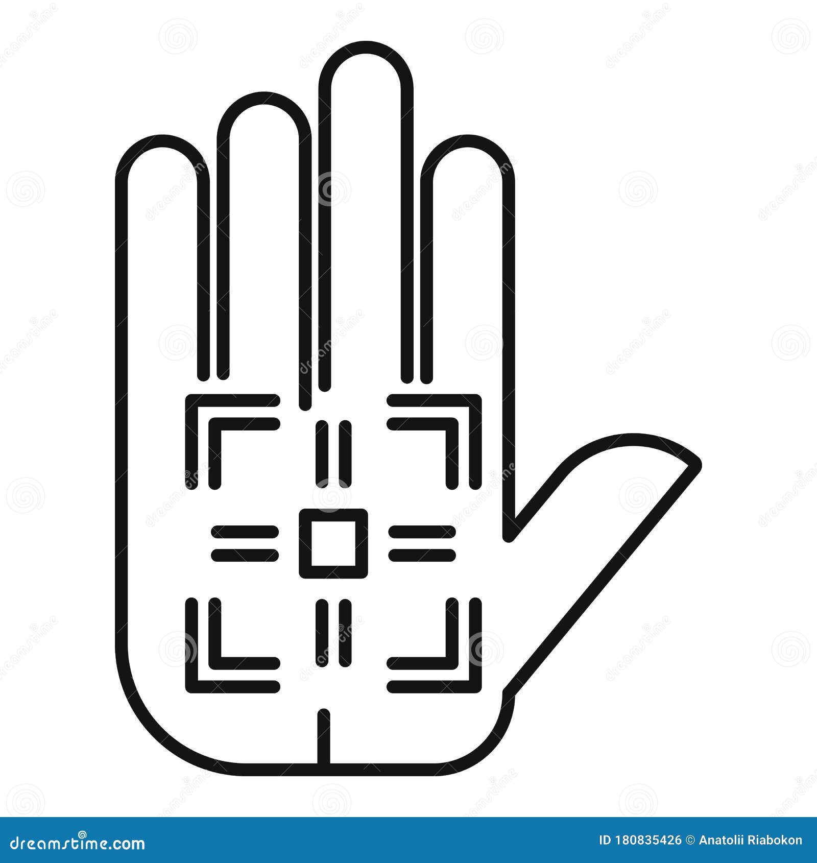 Palm Biometric Authentication Icon, Outline Style Stock Vector ...