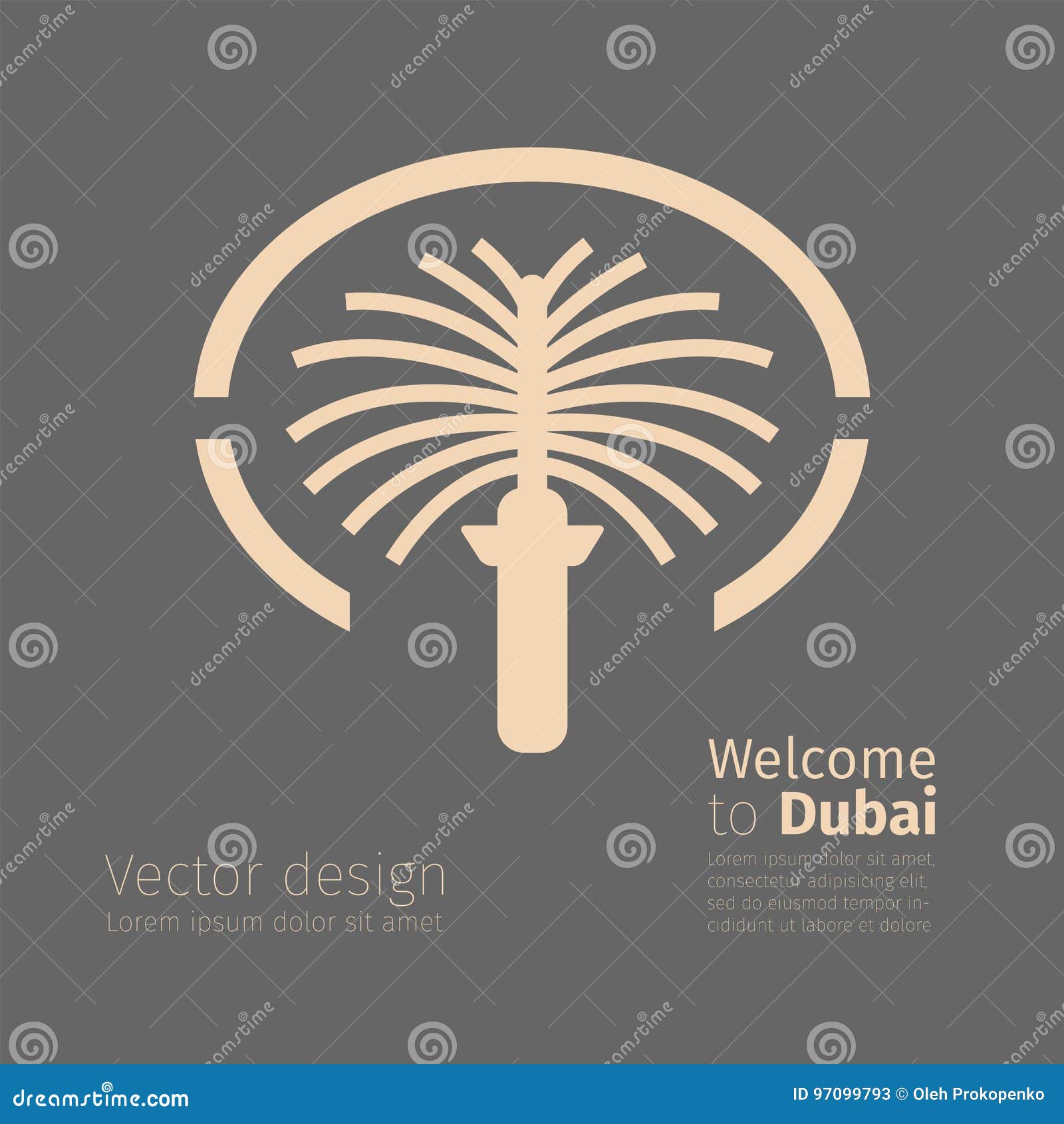 Palm Dubai Poster. Flat Icon. Vector Template Stock Vector ...