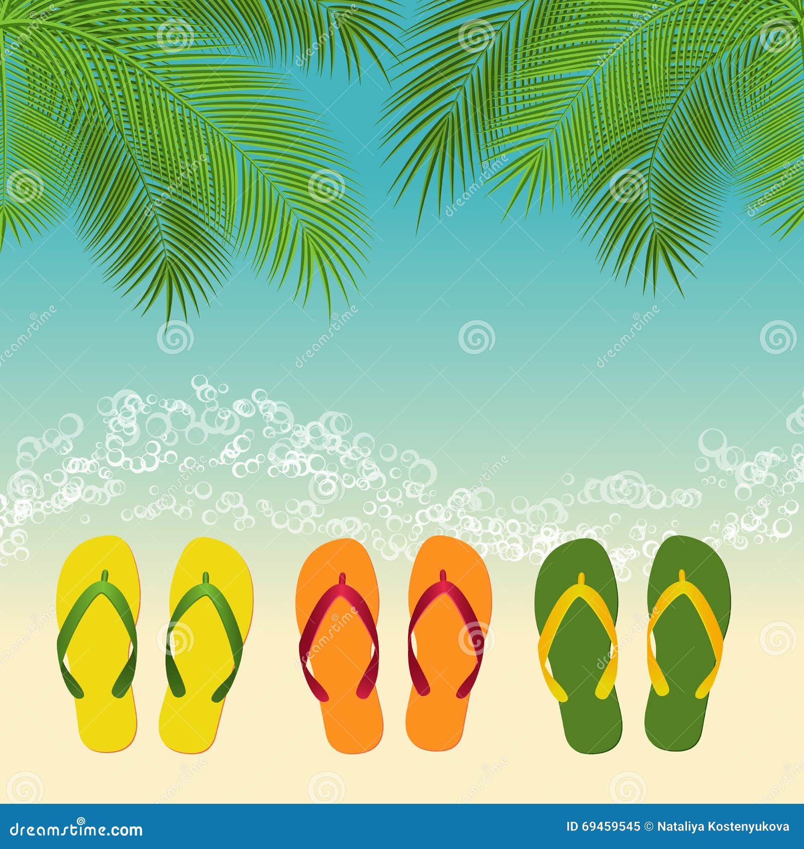 Palm flip flops template stock vector. Illustration of natural - 69459545