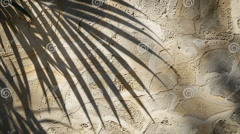 Palm Frond Shadows on a Textured Stone Wall Stock Image - Image of ...