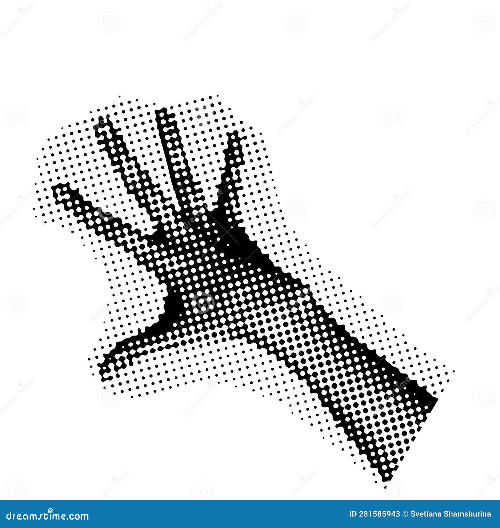 Palm Hand with Half Tone Effect. 90s Vector Illustration. Stock ...
