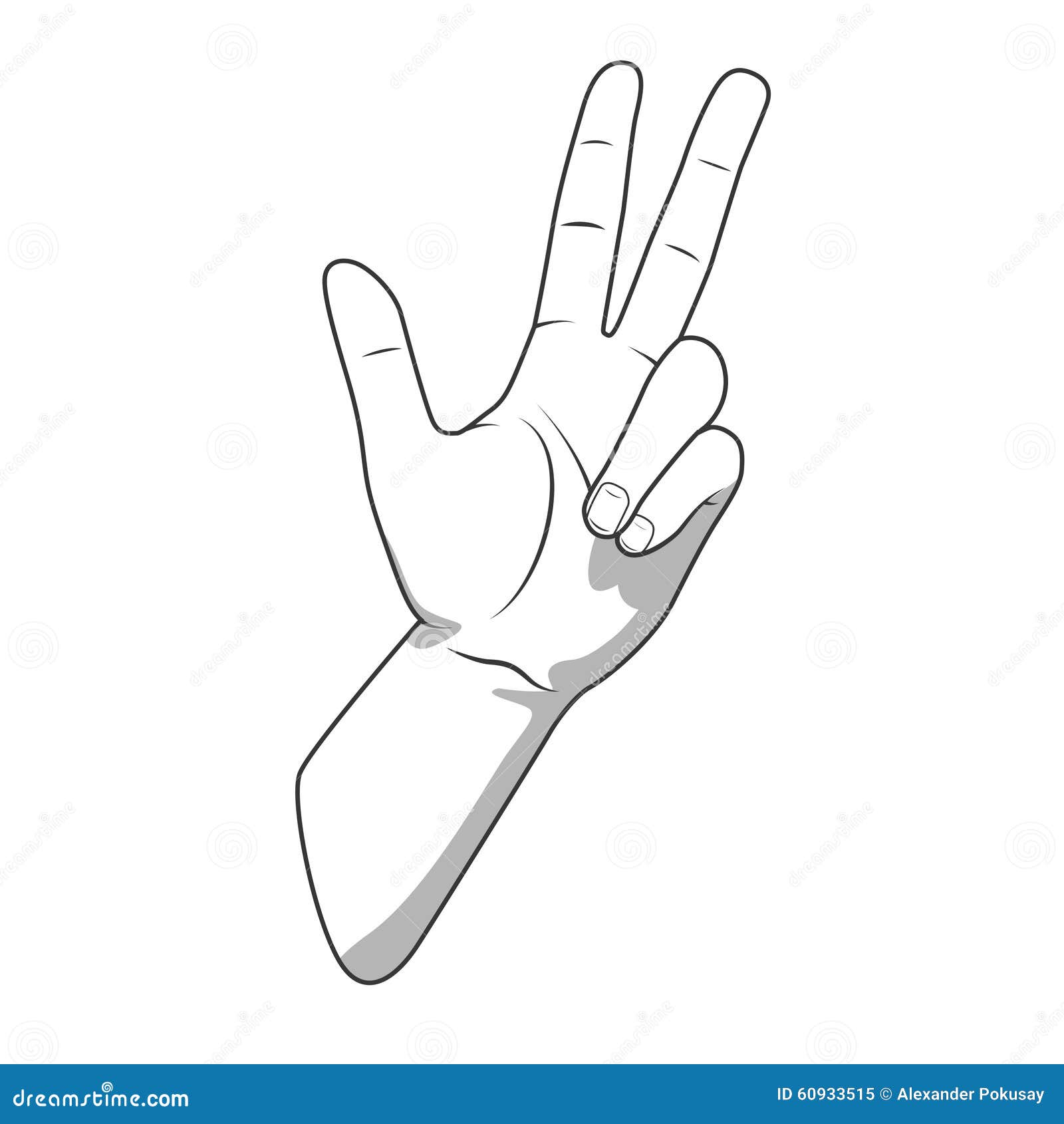 Palm Hand Number Three Gesture Vector Illustration Stock Vector ...