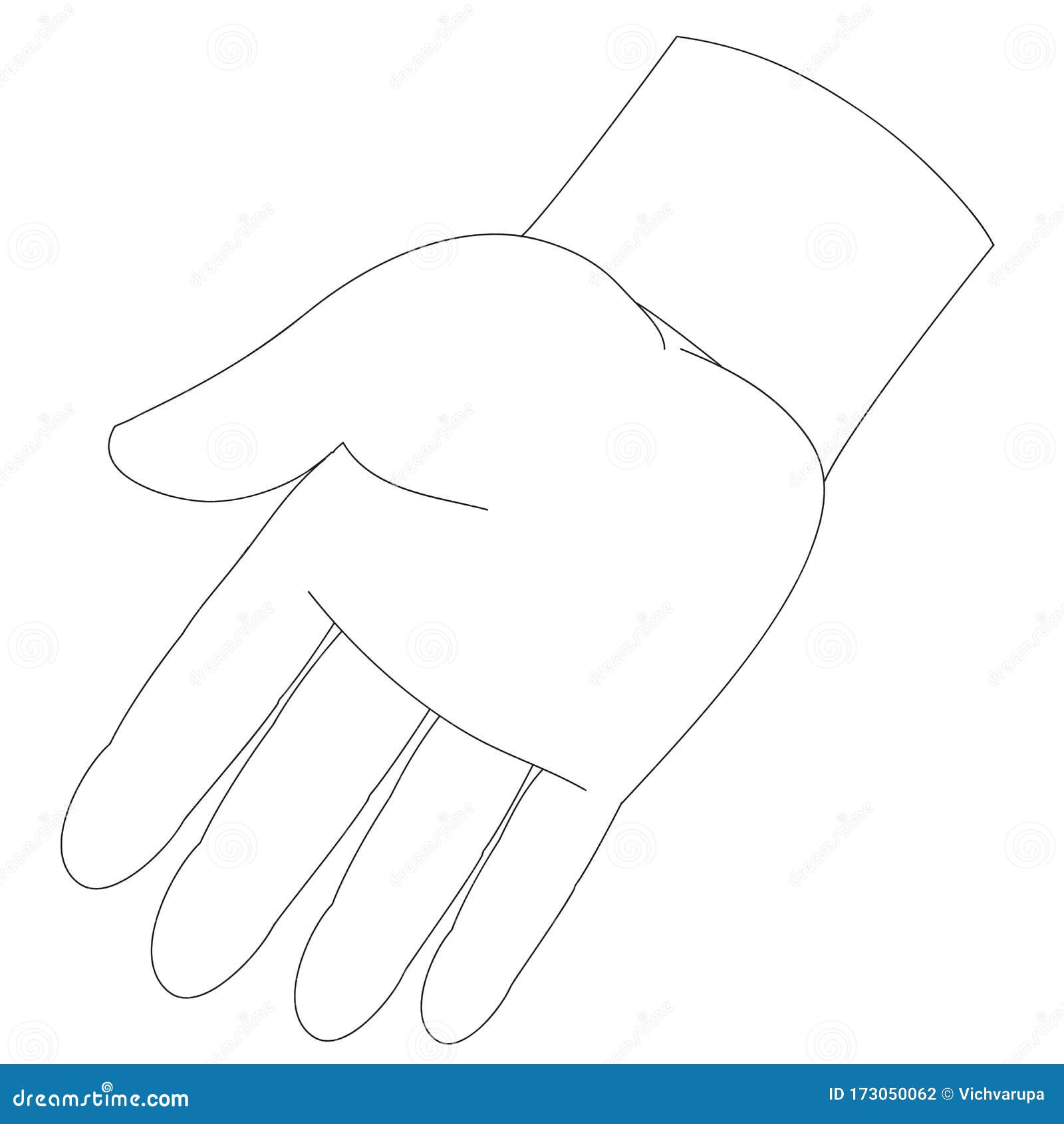 Palm of a Hand, Outline Drawing, Isolated Object on a White Background ...