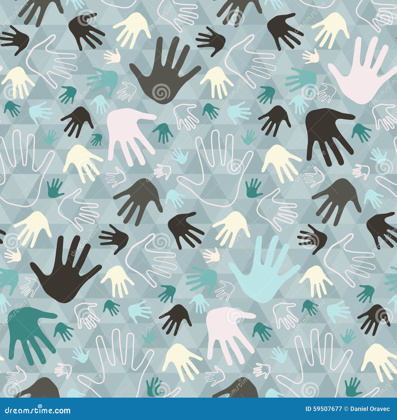 Palm Hand Seamless Vector Retro Pattern Stock Vector - Illustration of ...