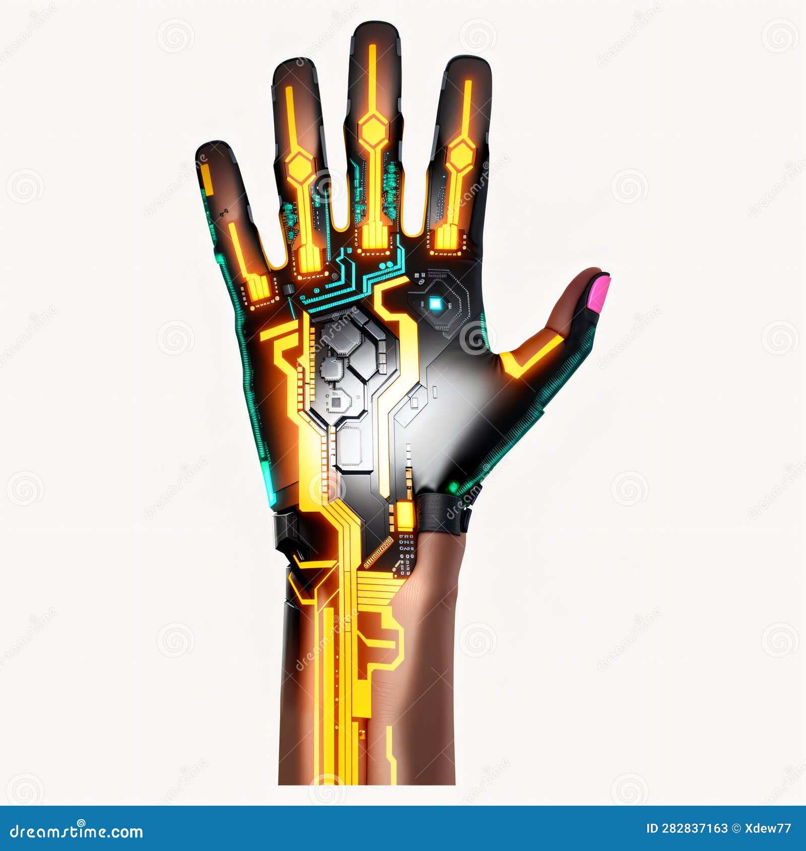 Palm of Hand Technical and Artificial Stock Illustration - Illustration ...