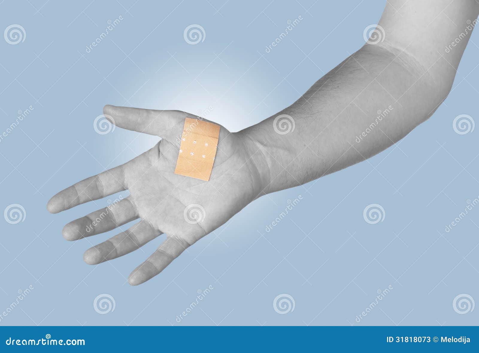 Palm with Healing plaster. stock image. Image of hygiene - 31818073