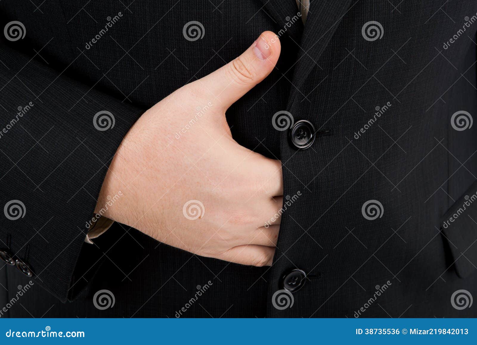 Palm of His Hand Under His Jacket Stock Photo - Image of black ...