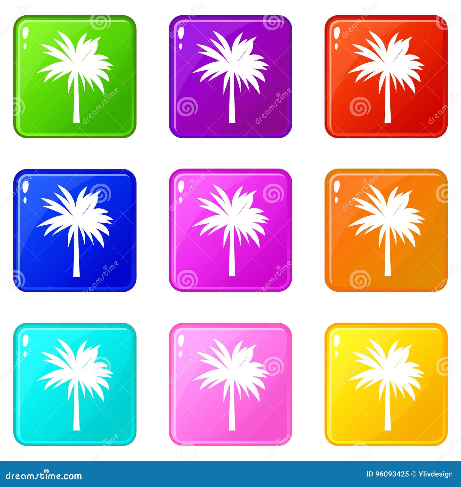 Palm icons 9 set stock vector. Illustration of coast - 96093425