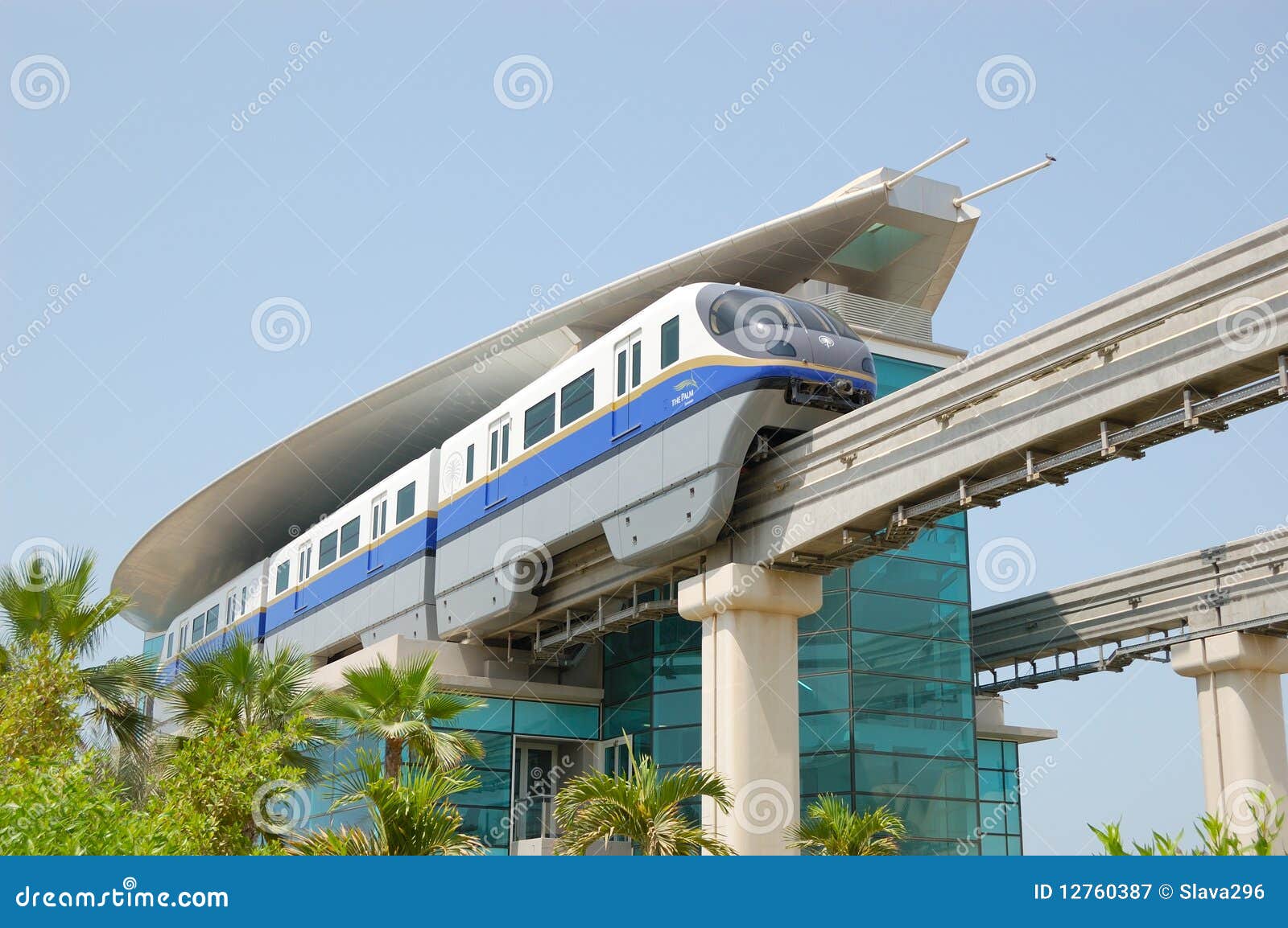 The Palm Jumeirah Monorail Station and Train Editorial Photography ...