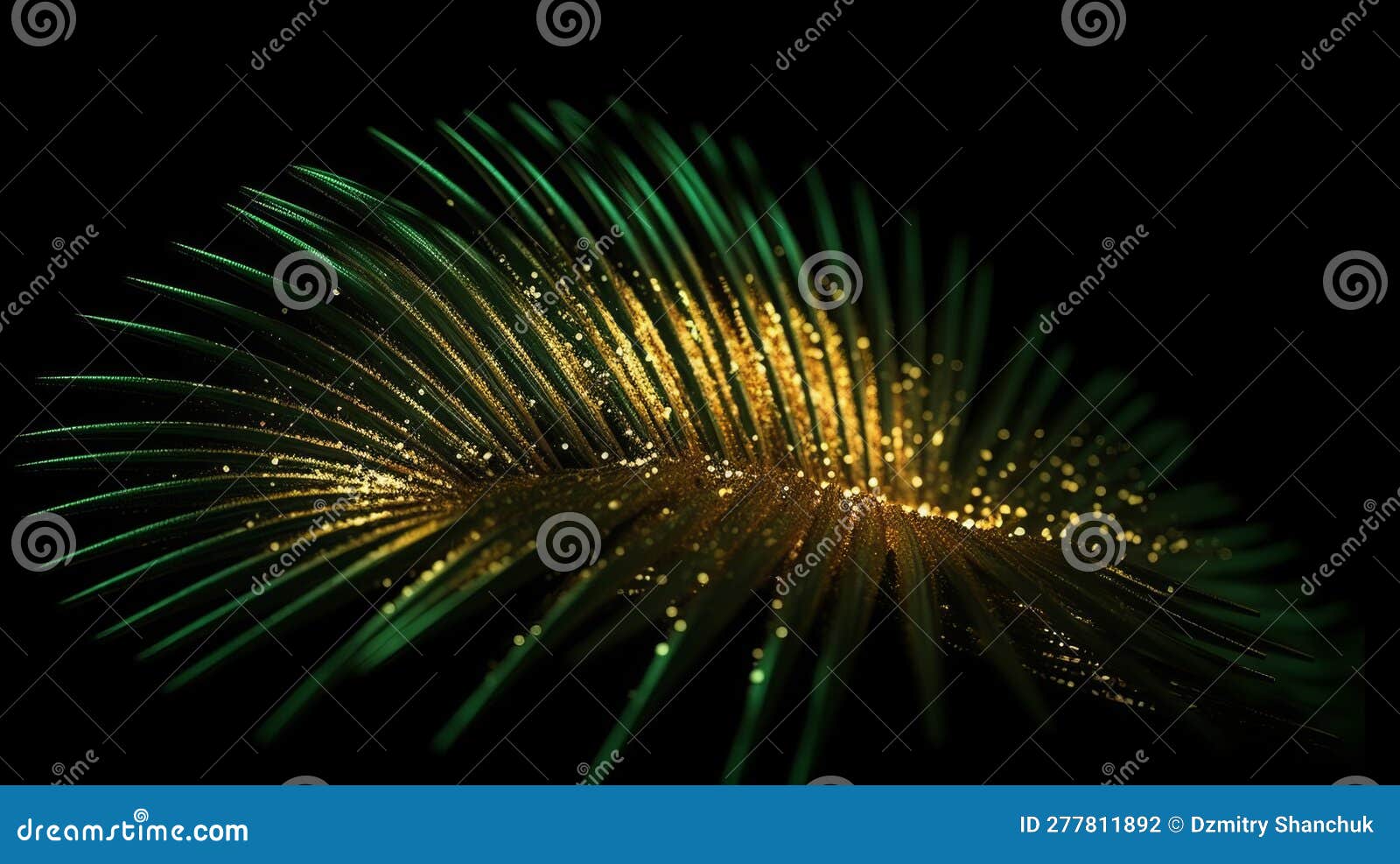 Palm Leaf Illuminated by Glowing Particles Generative AI Stock ...