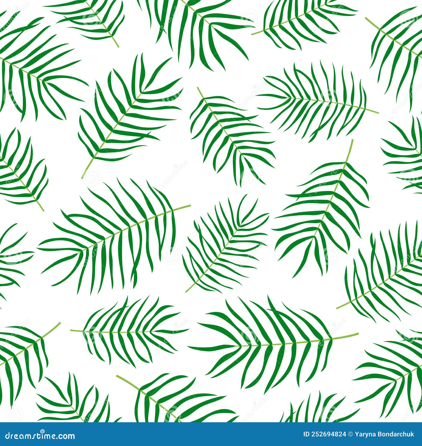 Palm Leaves Seamless Pattern. Green Plants on White Background Stock ...