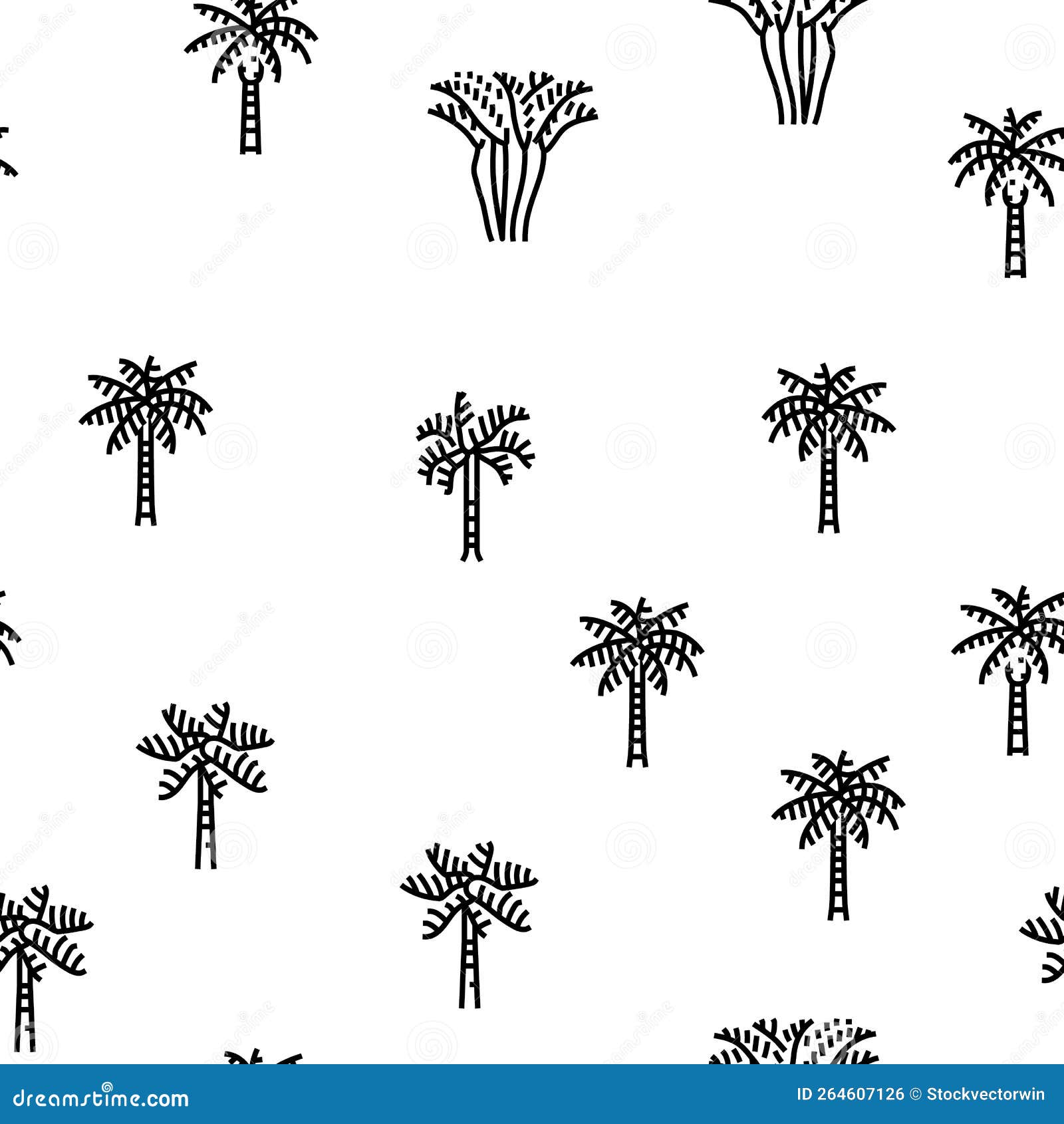 Palm Oil Tree Leaf Plant Vector Seamless Pattern Stock Illustration ...