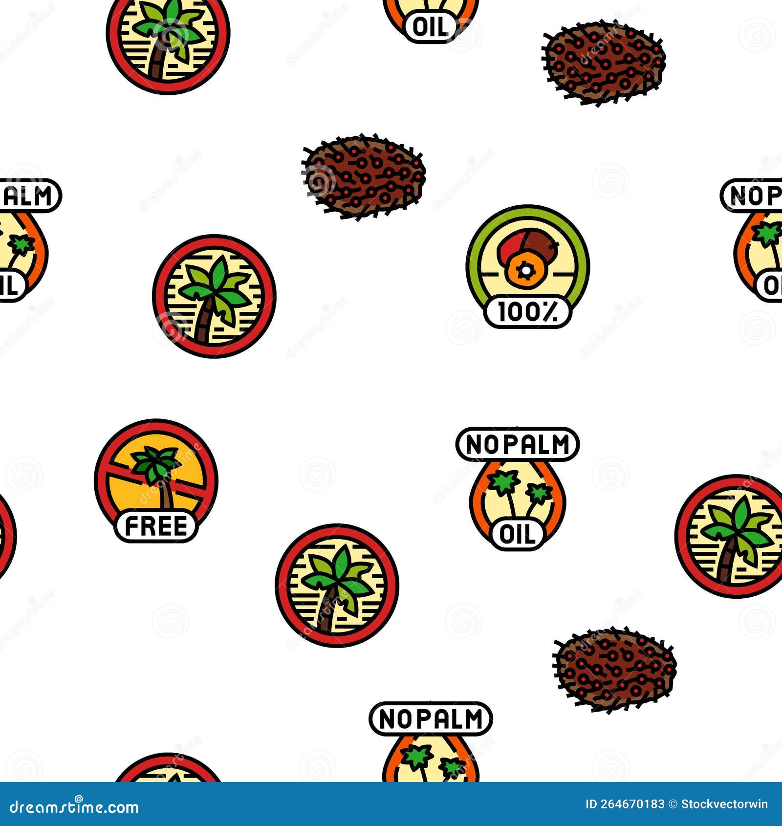 Palm Oil Tree Leaf Plant Vector Seamless Pattern Stock Vector ...