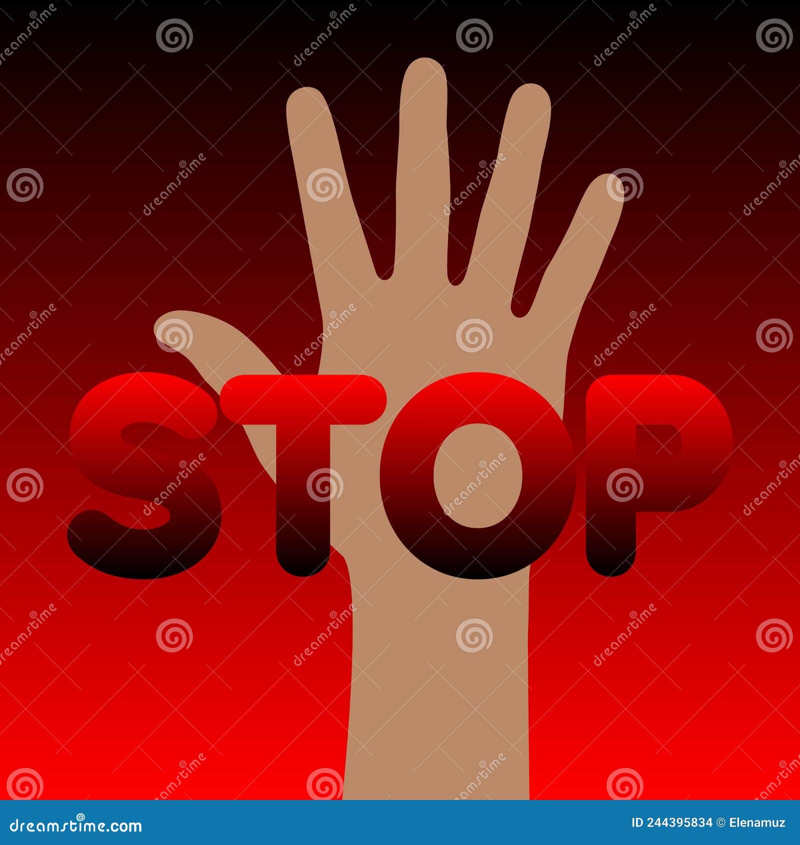 Palm People. Title Stop and Human Hand. Red and Black Background ...