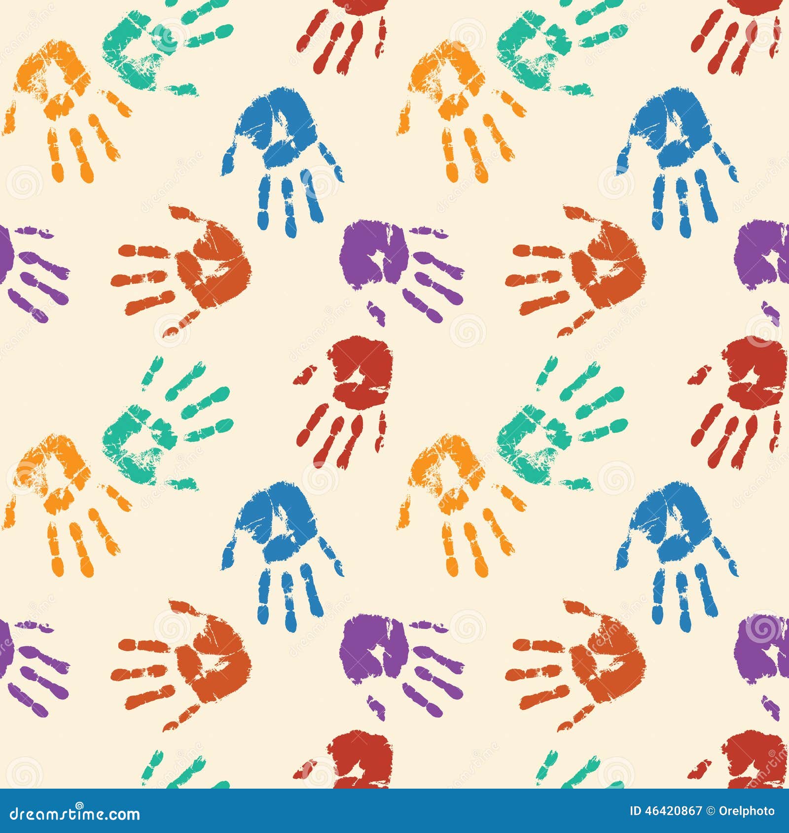 Palm Prints in Bright Colors. Seamless Background Stock Vector ...