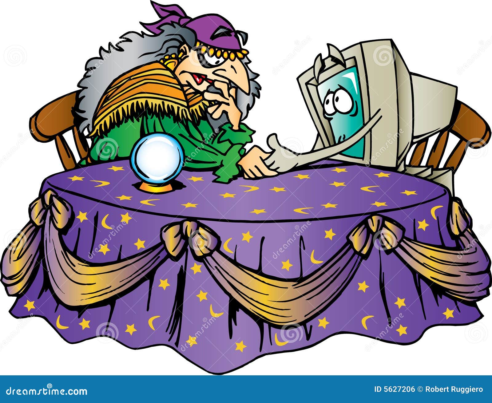 Palm Reader with Computer stock vector. Illustration of obsolete - 5627206