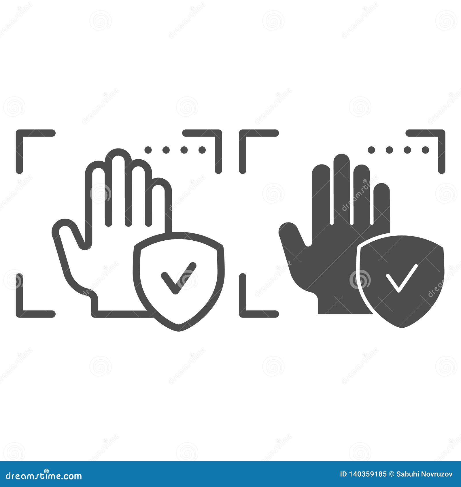 Palm Recognition Approved Line and Glyph Icon. Verification Palmprint ...