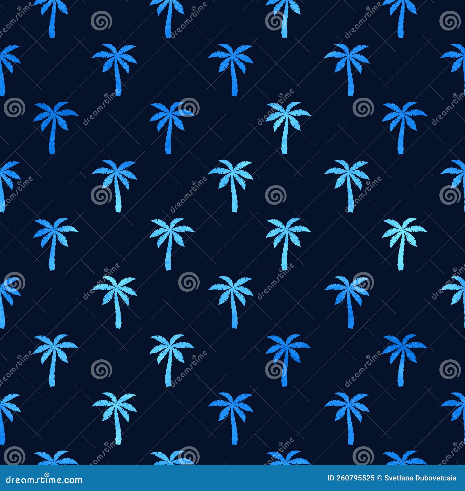 Palm Seamless Pattern. Repeated Palm Trees Patern. Coconut Tree on Blue ...