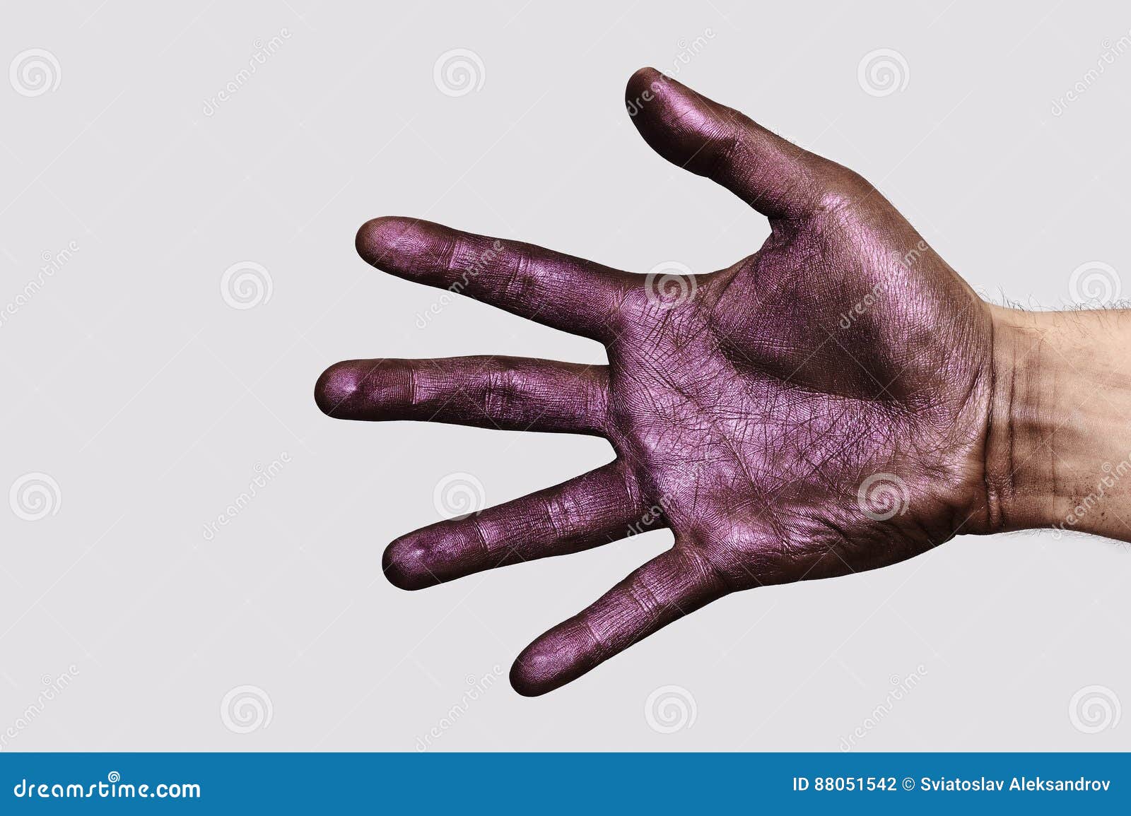 Palm Side with Purple Paint Stock Photo - Image of beauty, gesture ...