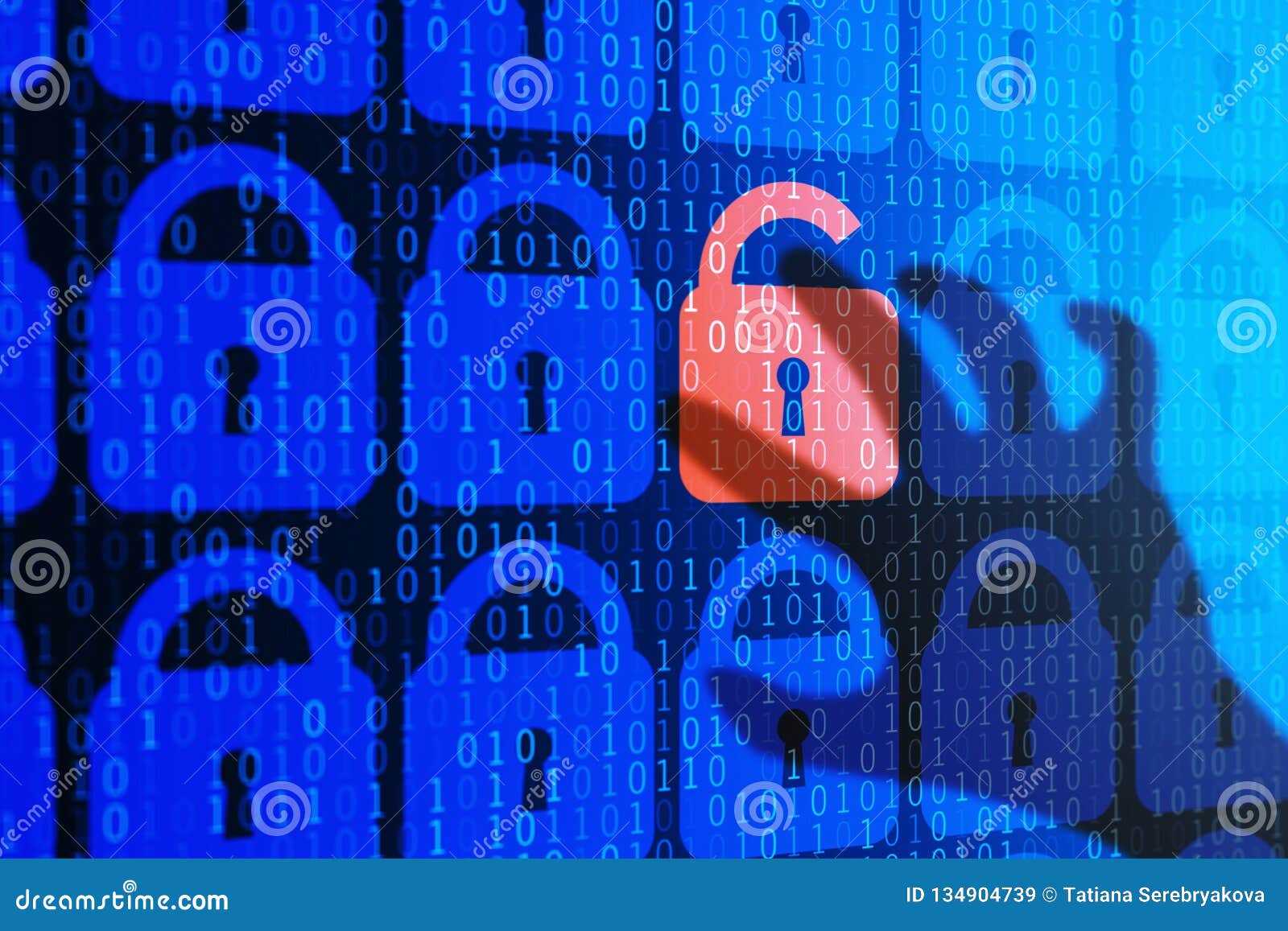 Digital Internet Data Personal Security Concept Blue Background. Safe ...