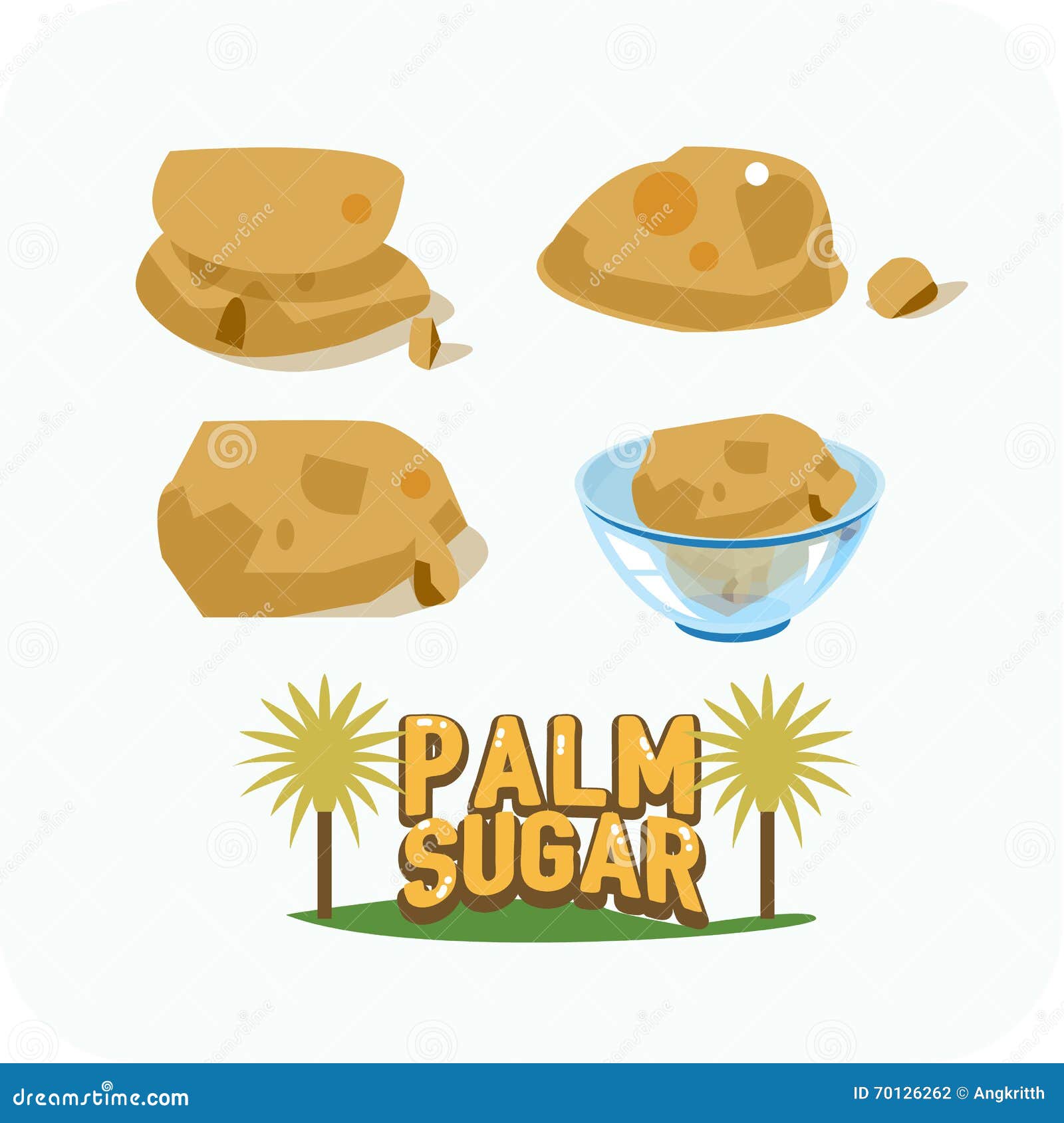 Palm sugar set - stock illustration. Illustration of ingredient - 70126262