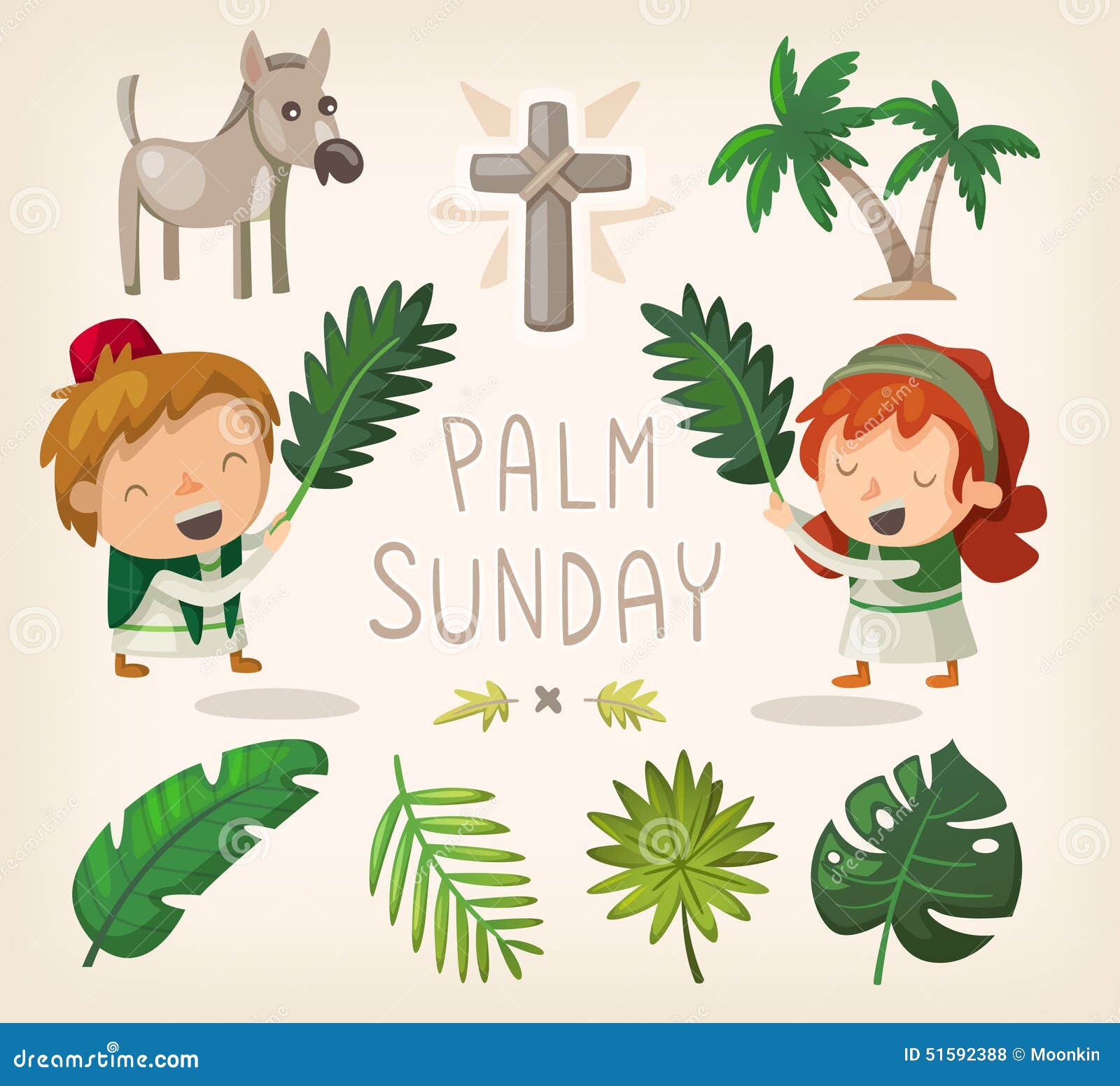 Palm Sunday Design Elements Stock Vector - Illustration of palm ...