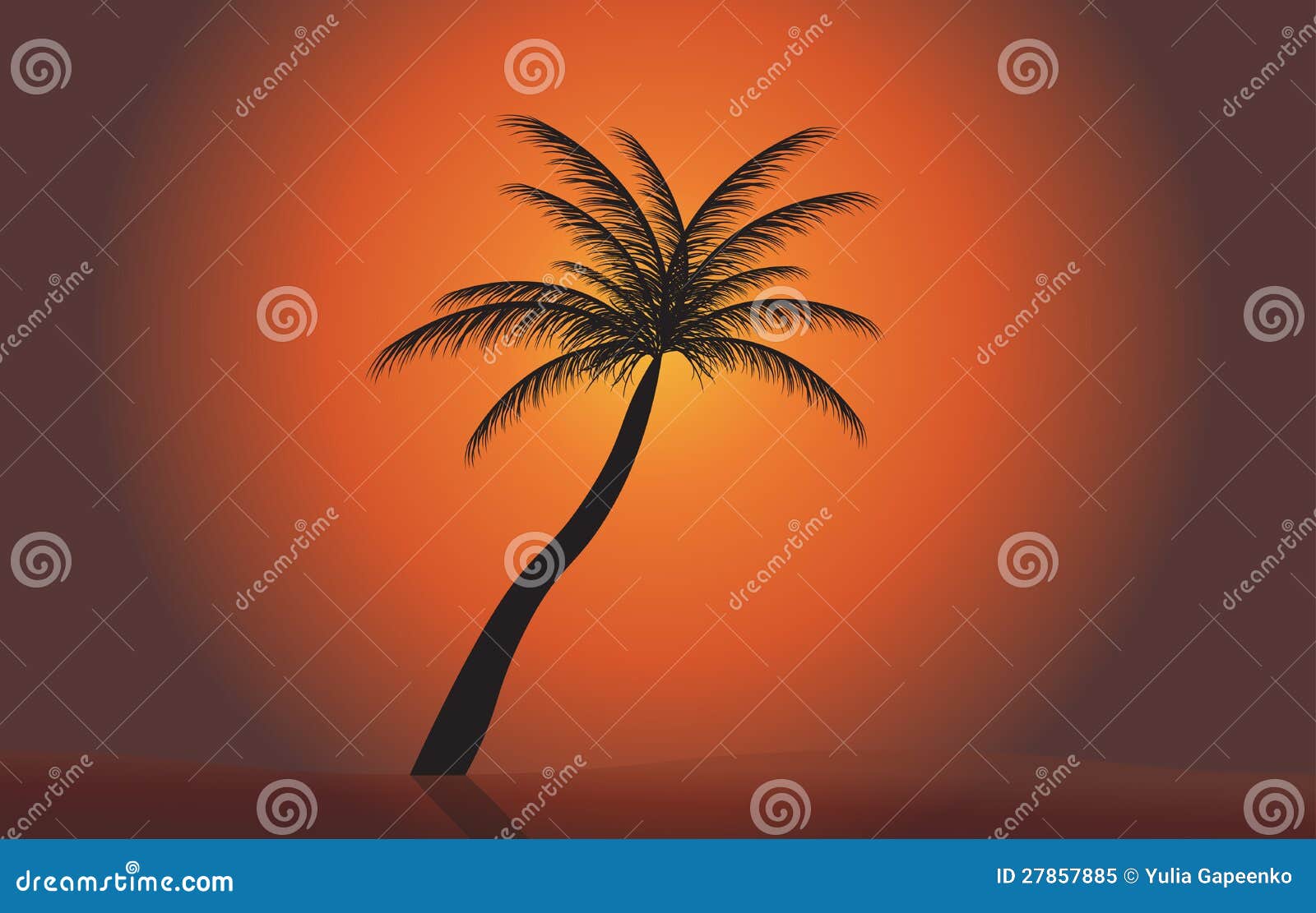 Palm in the Sunset. Vector Illustration Stock Vector - Illustration of ...