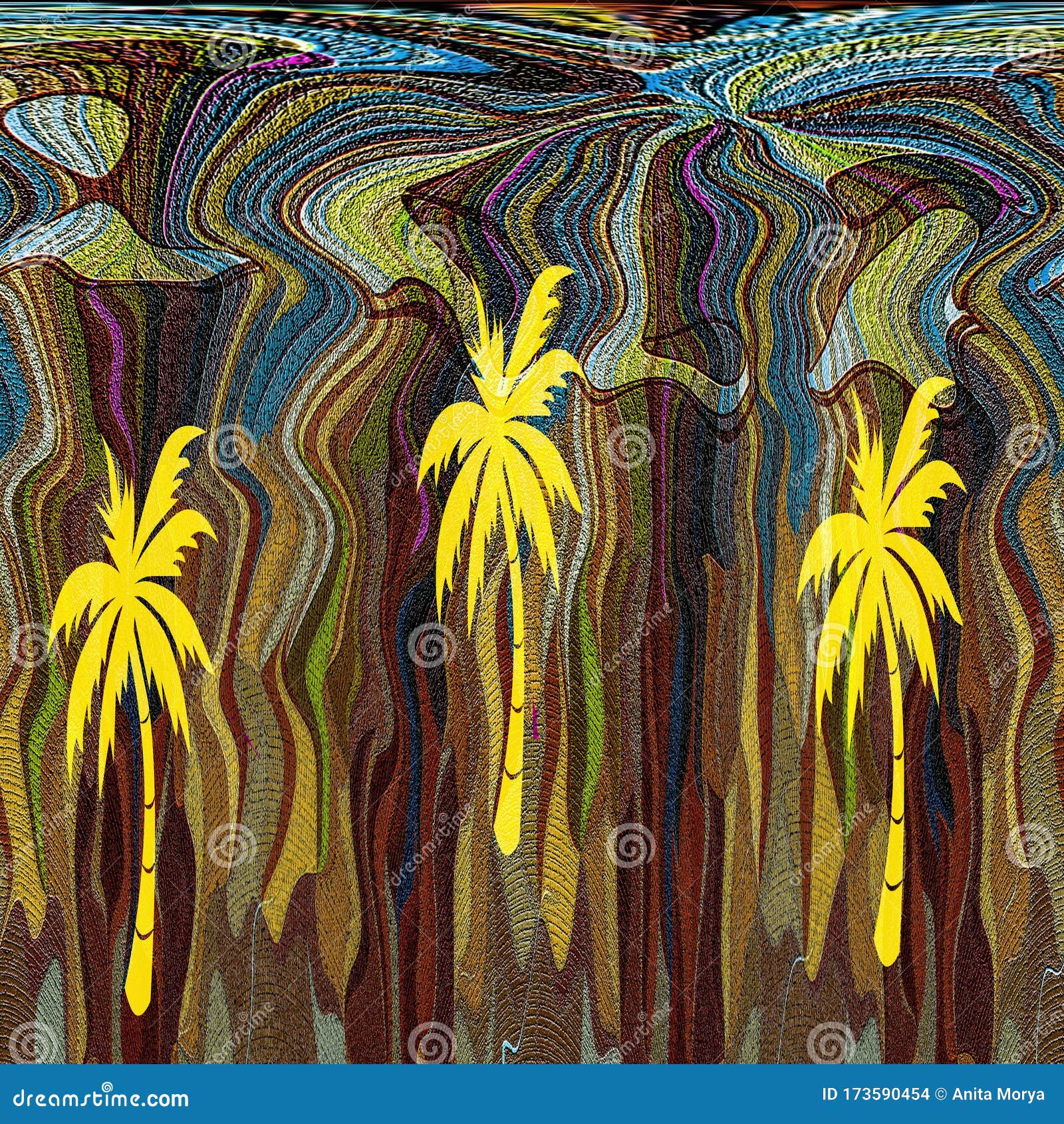 Palm Tree and Abstract Design Colorful Stock Illustration ...